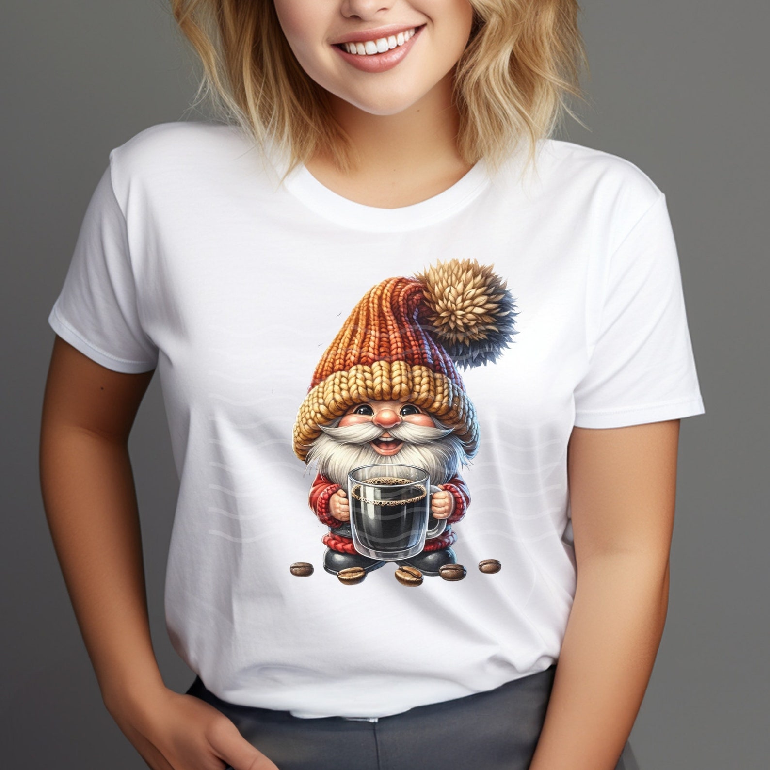 Cheerful Coffee Aficionado Gnome Digital Clipart, Morning Java Gnome ...