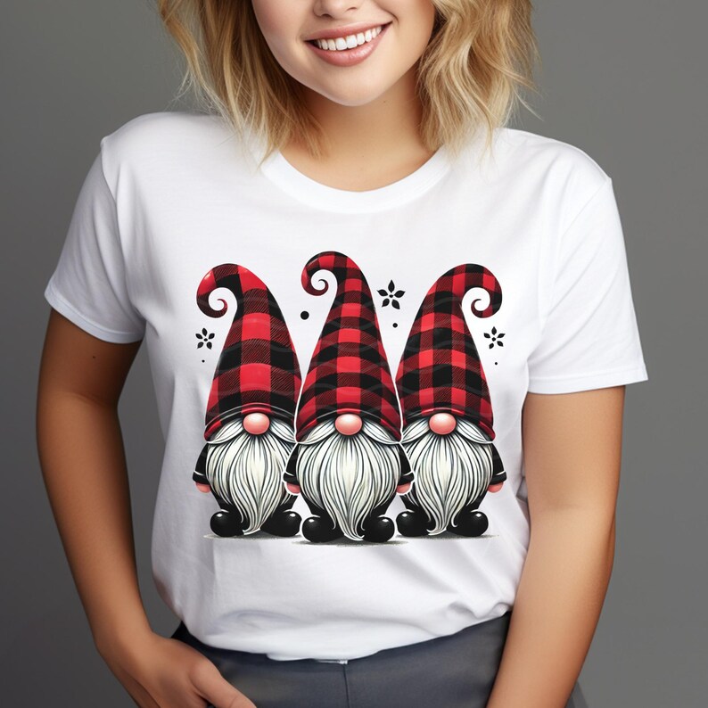 Buffalo Plaid Gnome Trio PNG Christmas Sublimation Design Red and Black ...