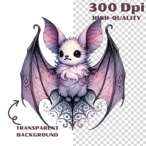 Pastel Goth Bat Illustration Cute Kawaii Bat Art Gothic Animal PNG ...