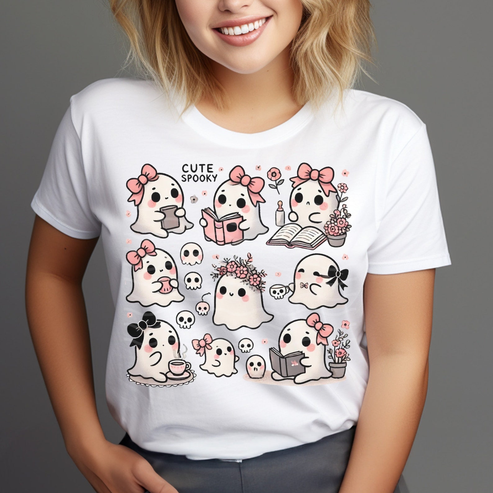 Cute Spooky Ghosts Illustration Cute and Spooky PNG Digital Download ...