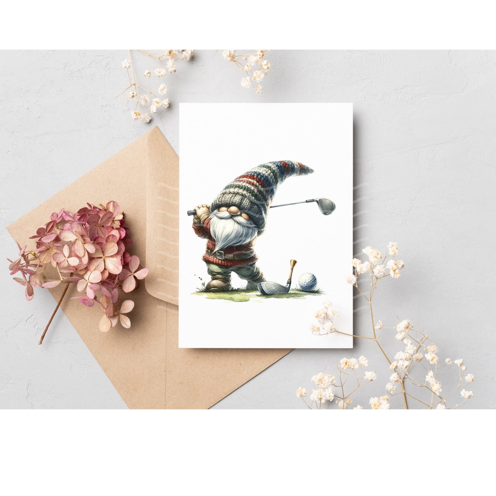 Whimsical Golfing Gnome Clipart - Digital Download, Golf Gnome PNG ...