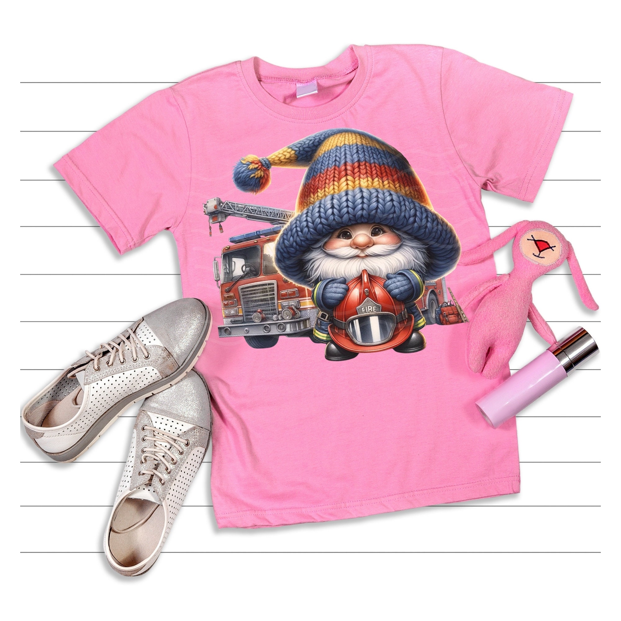 Firefighter Gnome Clipart - Brave Gnome PNG - Printable Fire Department ...