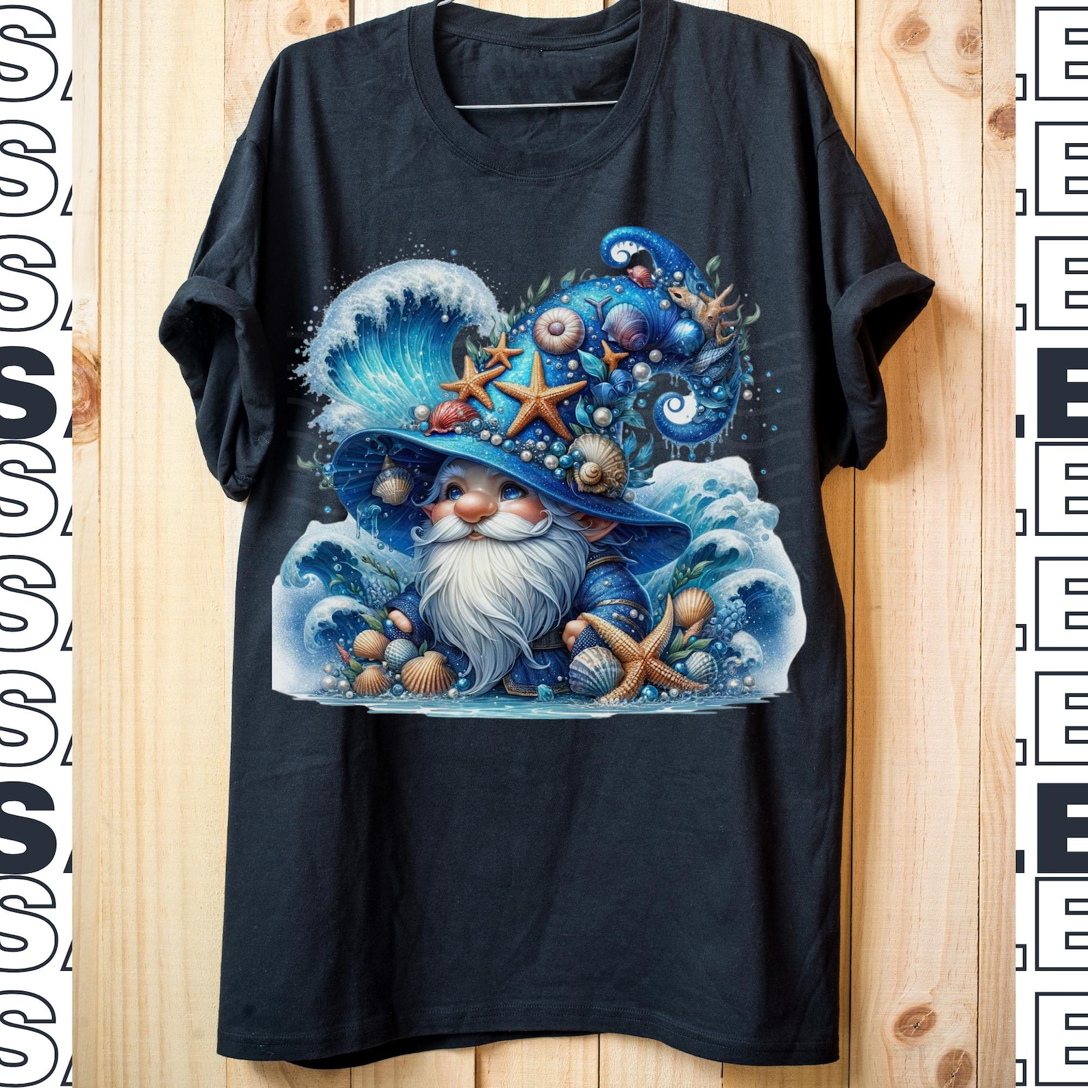 Ocean Gnome Art PNG, Beach Starfish Wizard Clipart, Coastal Seashell ...