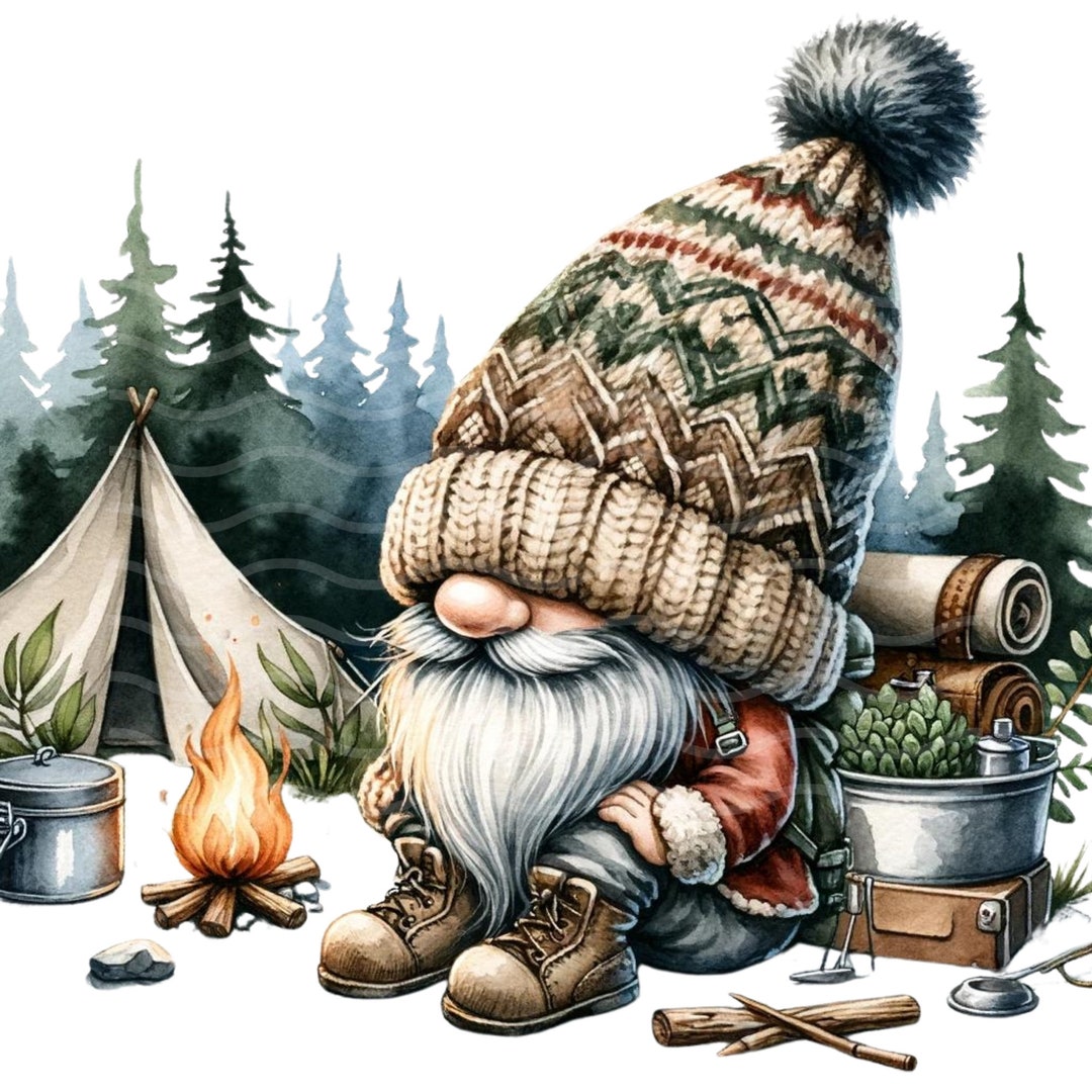 Camping Gnome Digital Clipart - High-quality PNG, Outdoor Enthusiast ...