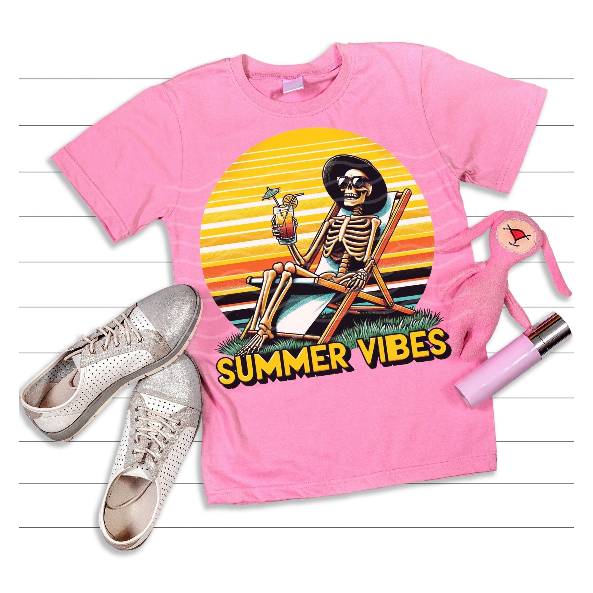 Summer Vibes Skeleton Clipart PNG, Funny Beach Skeleton Digital ...
