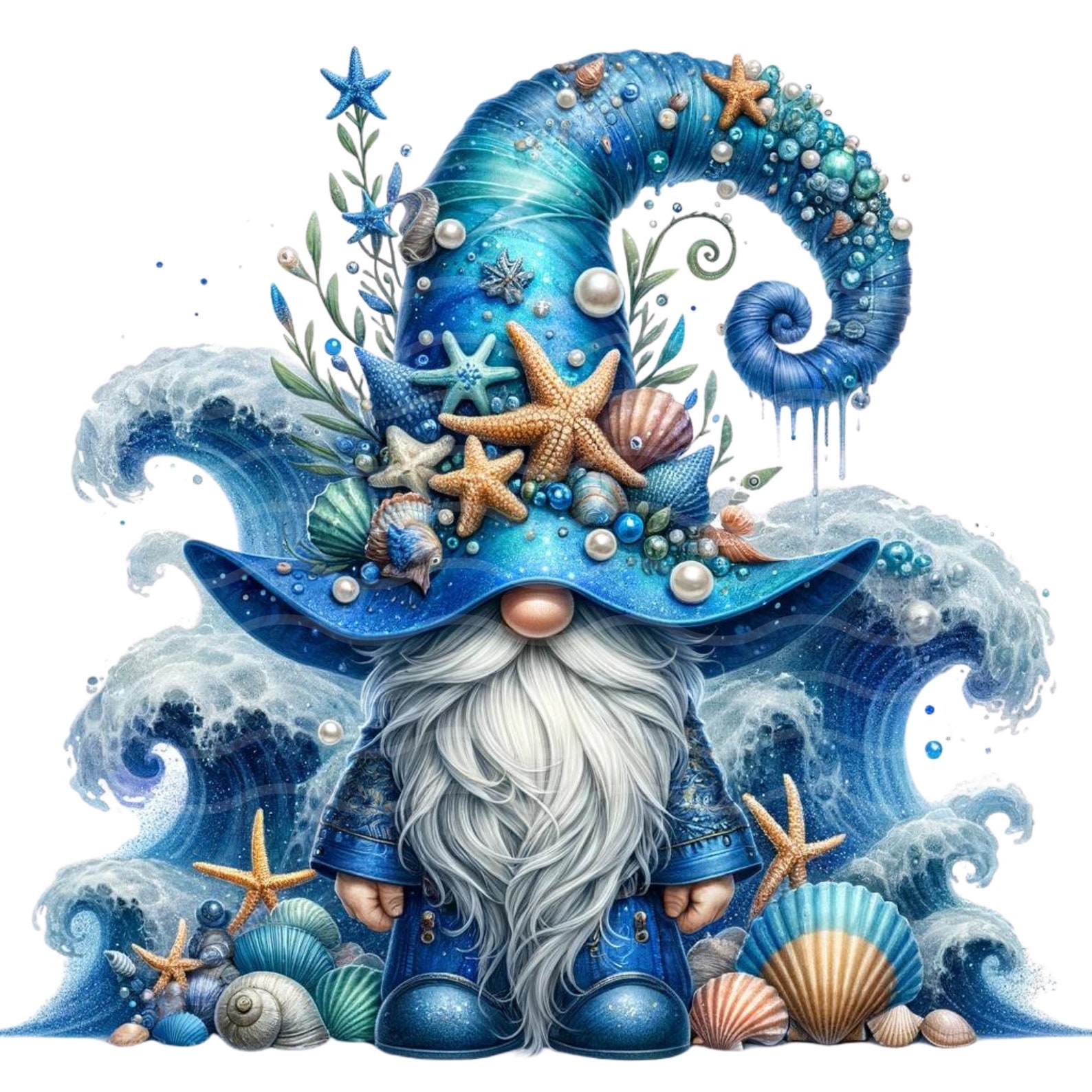 Beach Gnome PNG, Ocean Theme Gnome Art, Starfish Coastal Digital Art ...