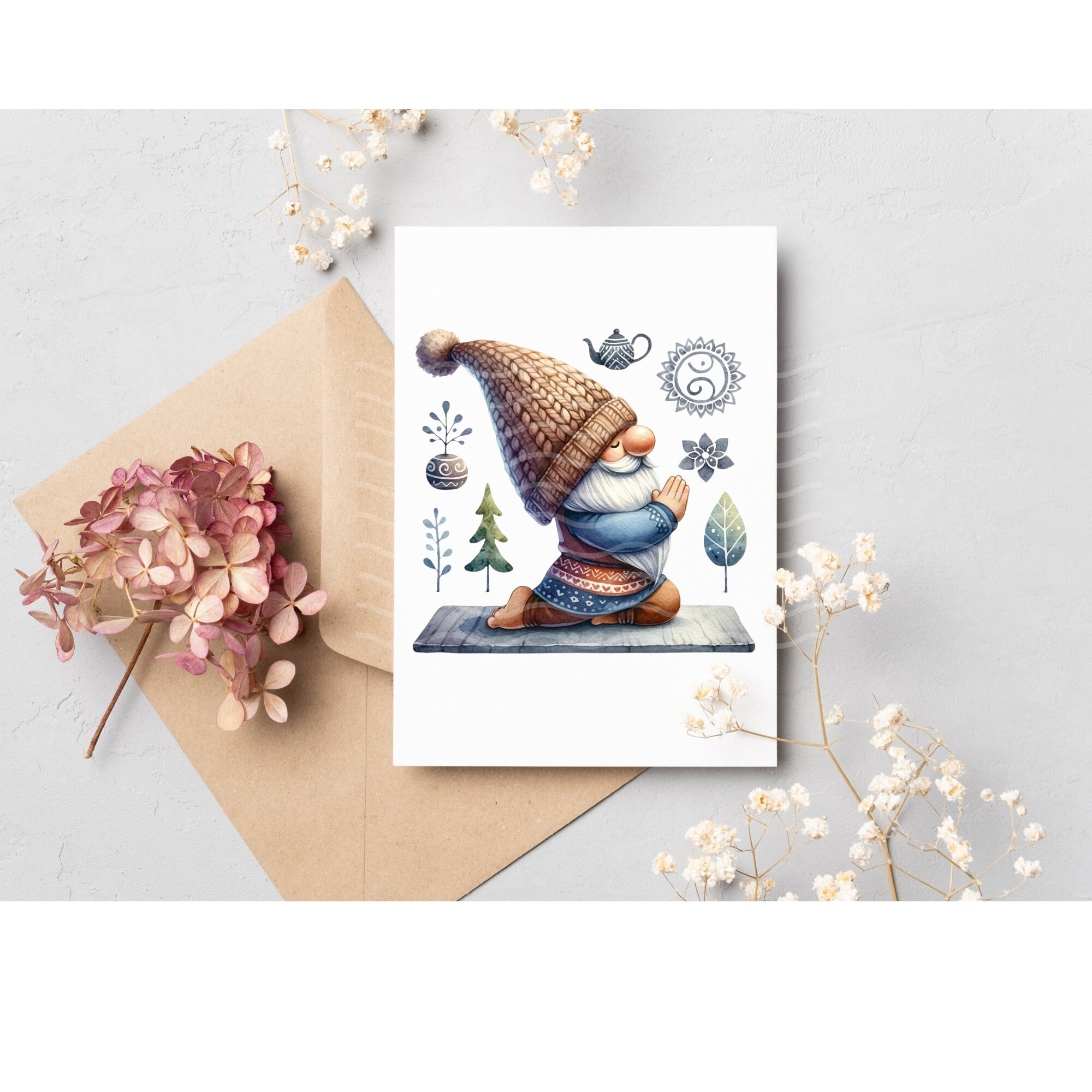 Namaste Gnome Clipart Digital Download, Mindful Gnome PNG, Yoga Gnome ...