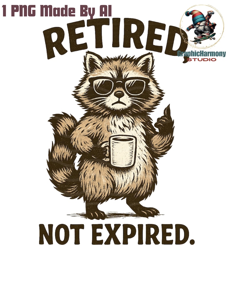 Funny Retired Raccoon PNG Clipart - Not Expired Coffee Mug Animal ...