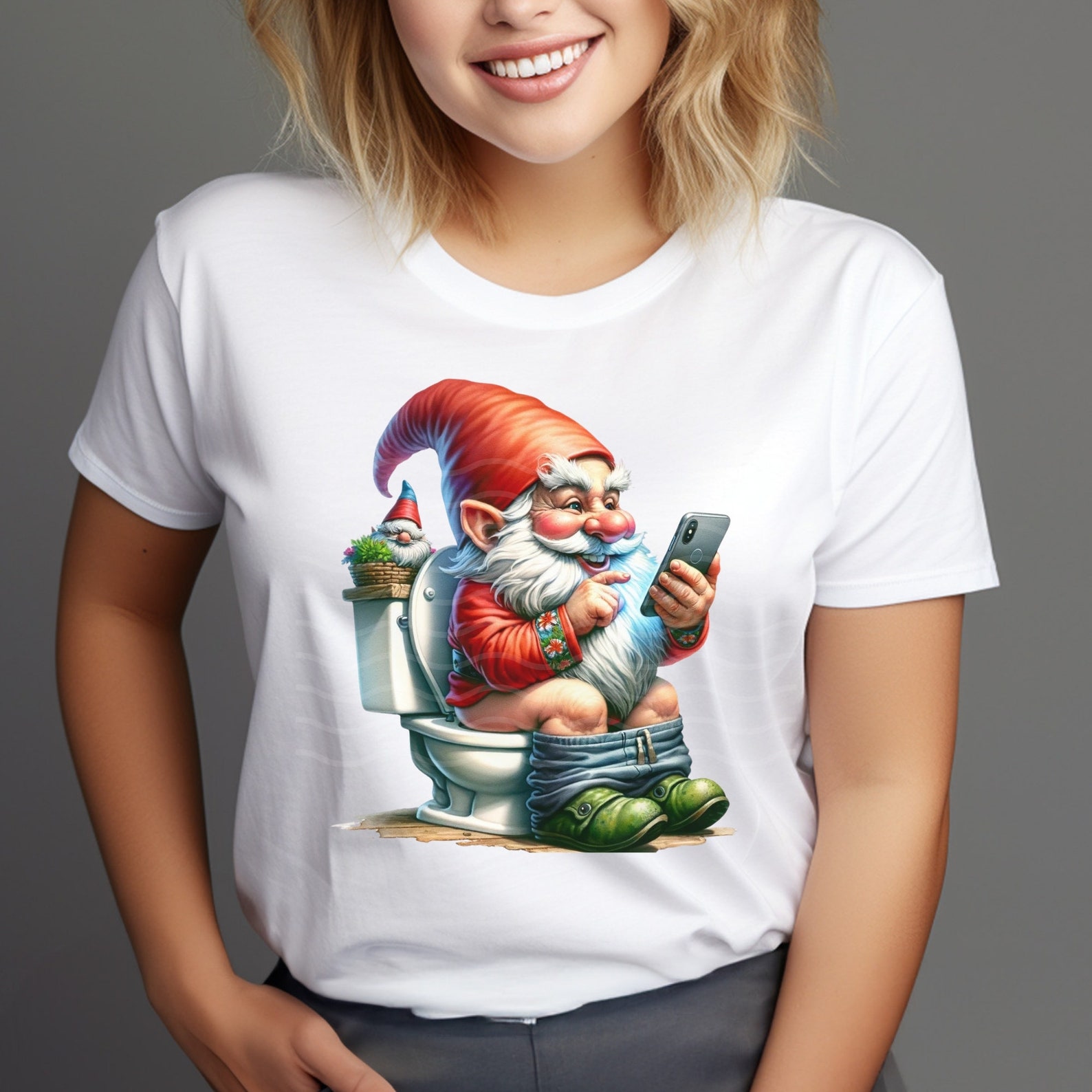Tech Gnome Clipart Smartphone Gnome Digital Art Printable Bathroom ...