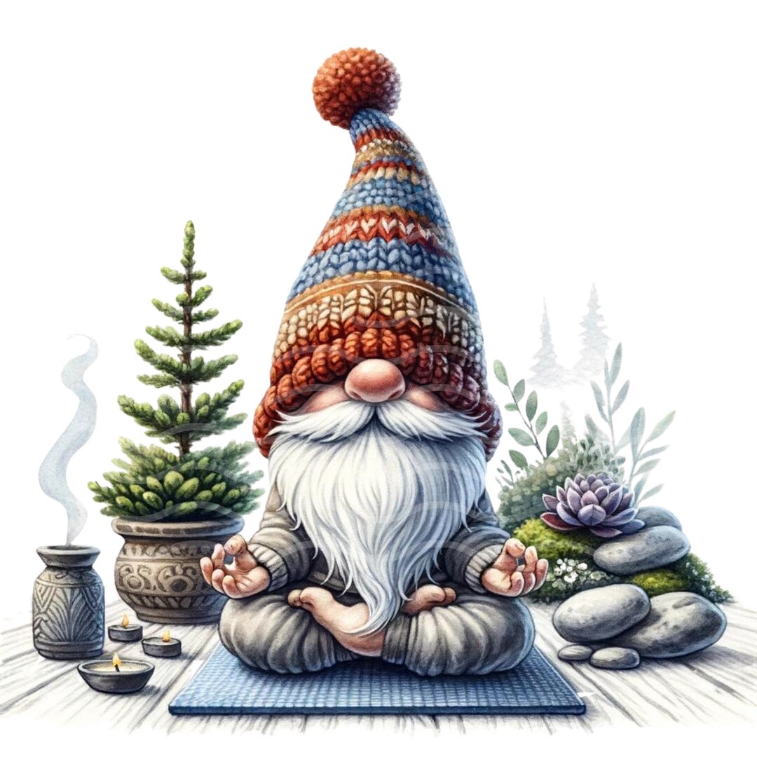 Zen Gnome Clipart Digital Download, Yoga Gnome PNG, Meditating Gnome ...