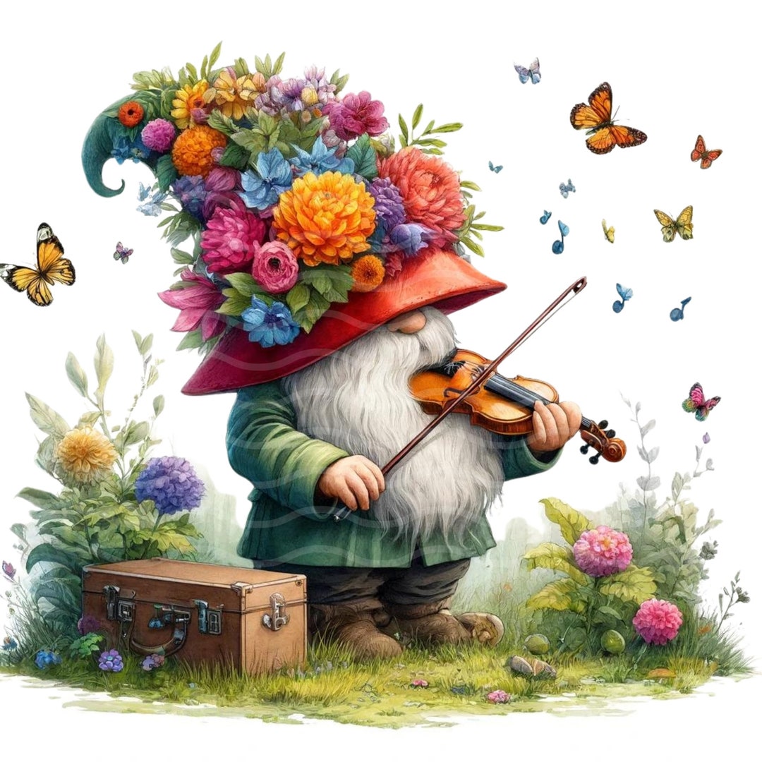 Melodic Gnome Clipart Violinist Gnome Digital Art Printable Musical ...