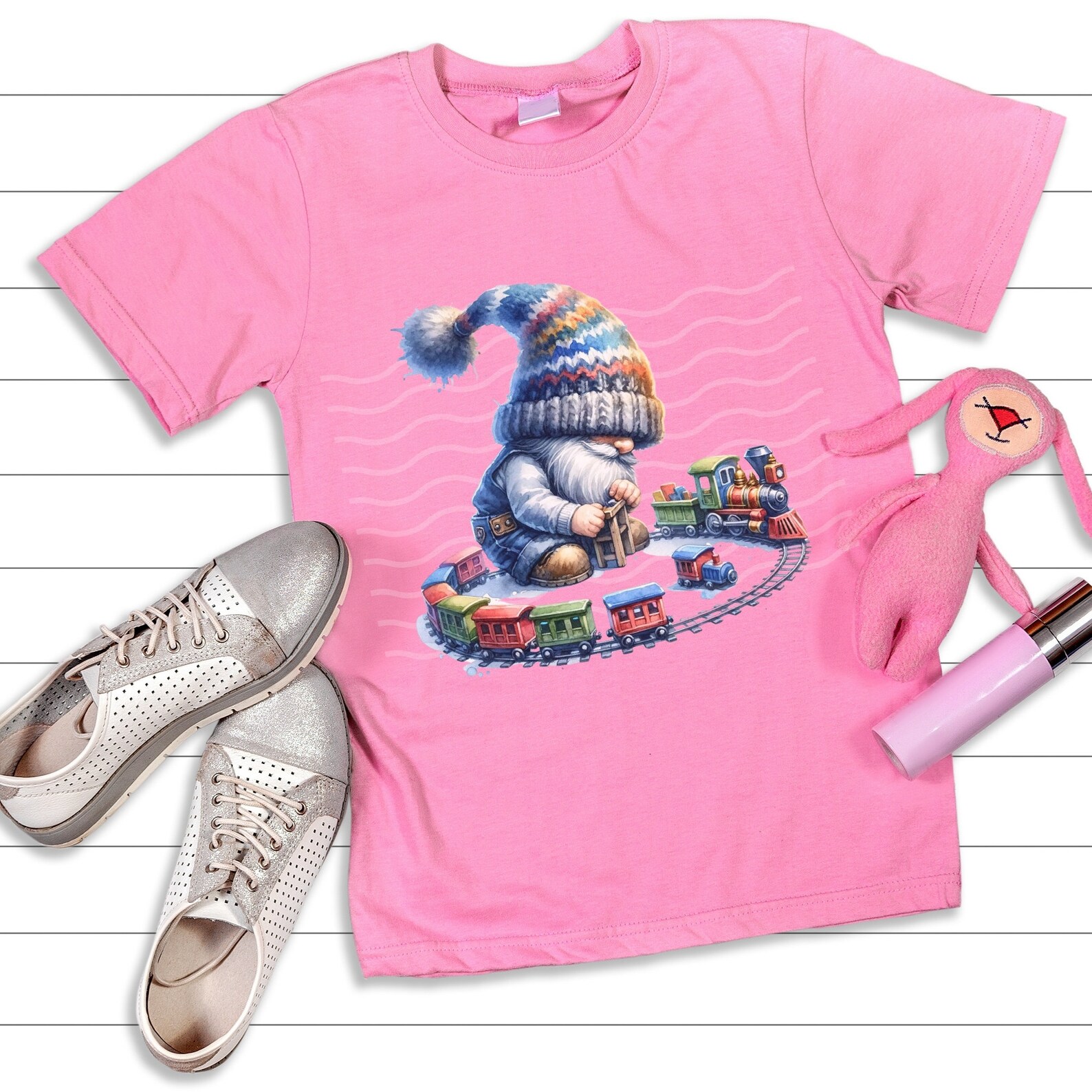 Playful Gnome & Toy Train Clipart High Quality Digital PNG for Crafting ...