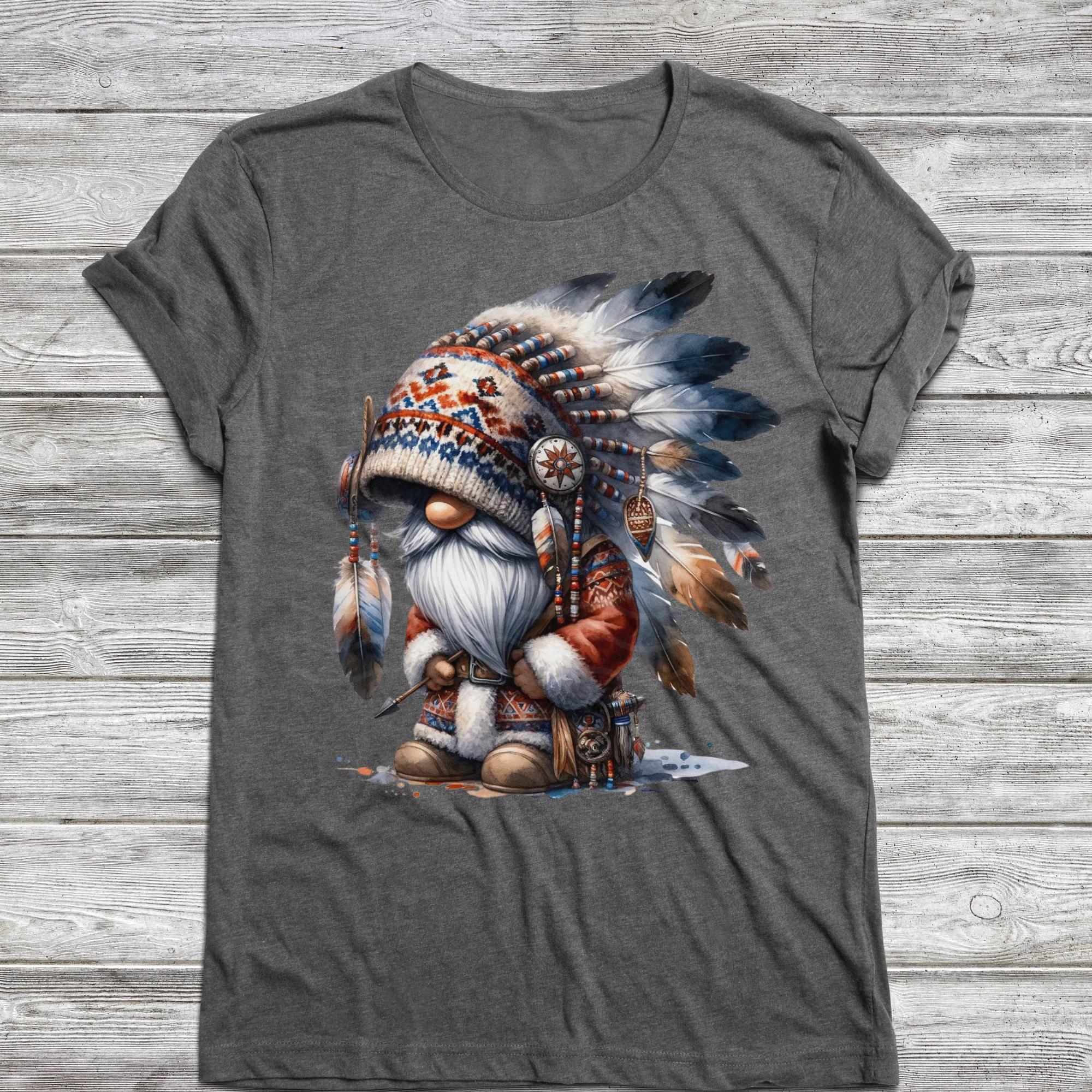 Native American Gnome Art Feathered Headdress Decor Rustic Tribal Gnome ...