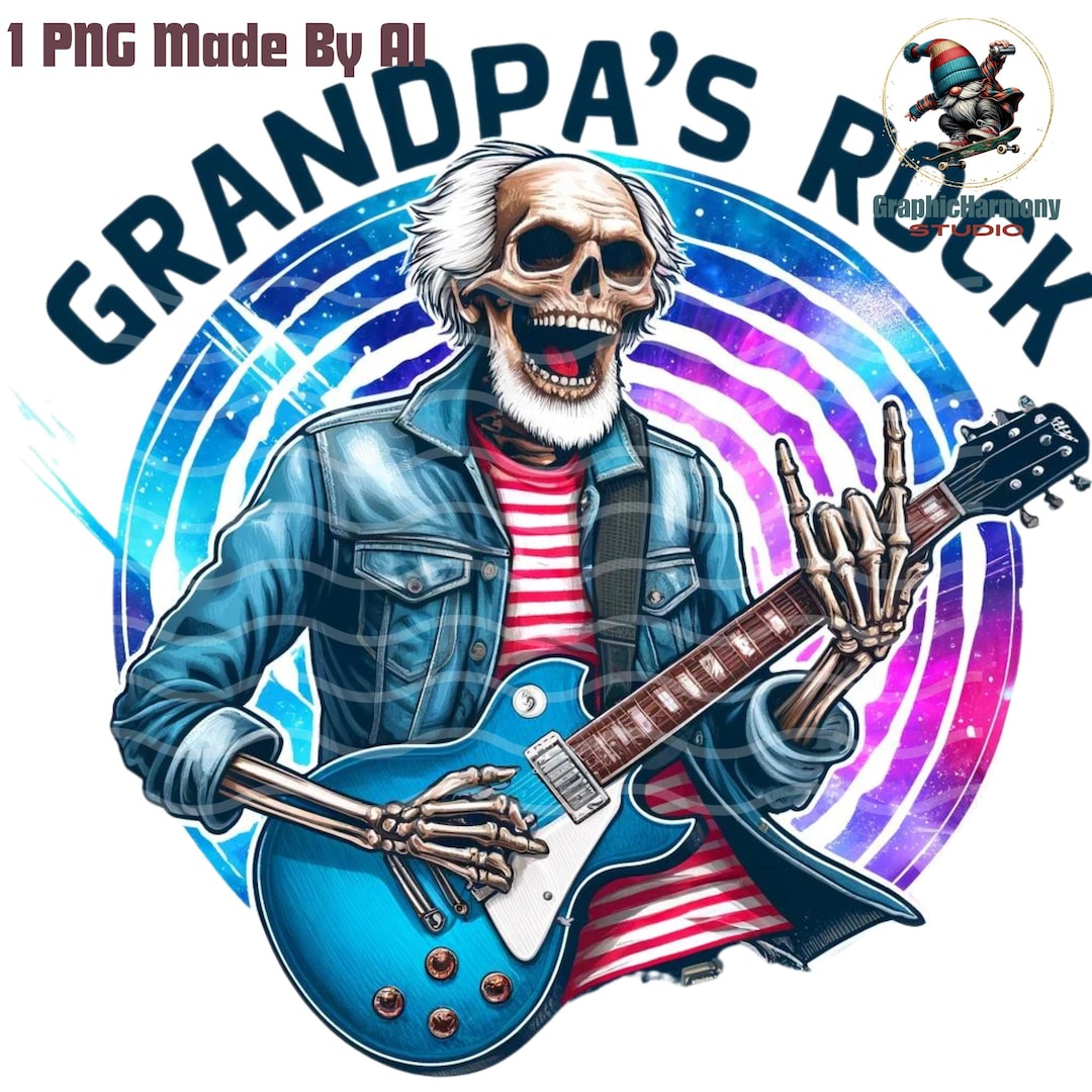 Grandpa Rock PNG, Skeleton Guitar Clipart, Rock Music Digital Art ...