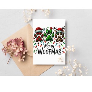Merry Woofmas Dog Paw Print Christmas PNG, Festive Pet Paw Clipart ...