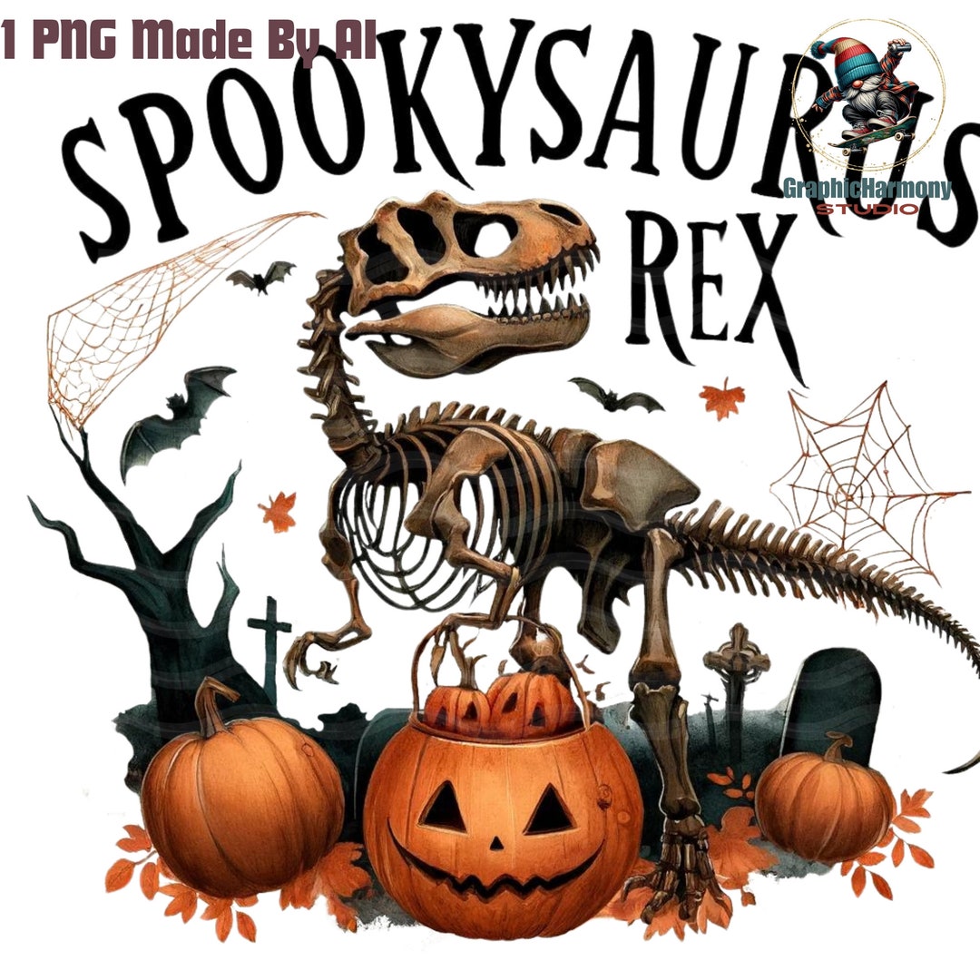 Spookysaurus Rex Dinosaur Skeleton Halloween PNG Fall Dino Clipart - Etsy