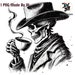 Skeleton Drinking Coffee PNG | Western Skull Clipart | Gothic Cowboy ...