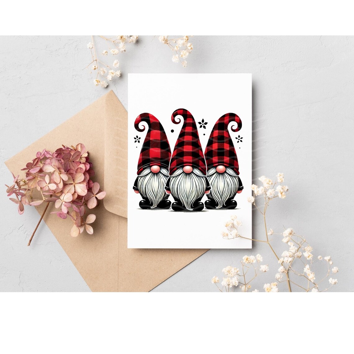Buffalo Plaid Gnome Trio PNG Christmas Sublimation Design Red and Black ...