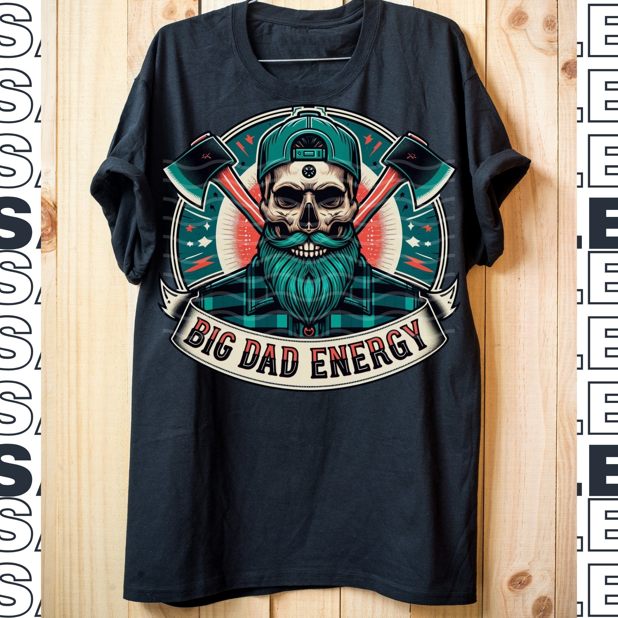 Big Dad Energy Skull Clipart PNG | Lumberjack Dad Digital Art | Father ...