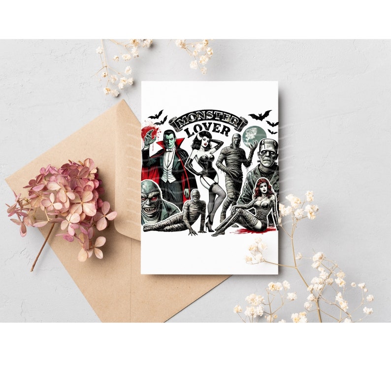 Classic Monsters Illustration Monster Lover PNG Digital Download Retro ...