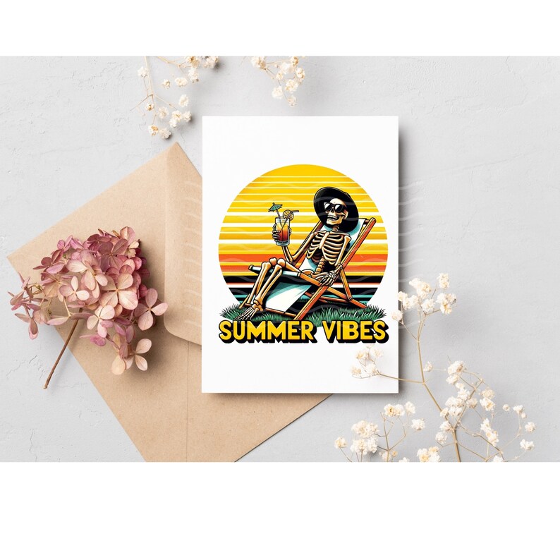 Summer Vibes Skeleton Clipart PNG, Funny Beach Skeleton Digital ...
