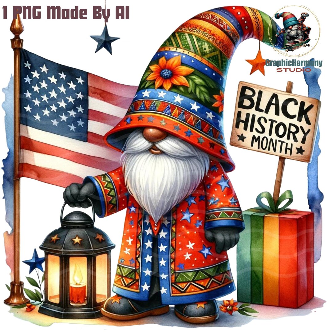 Black History Month Gnome PNG, Patriotic Cultural Art, American Flag ...