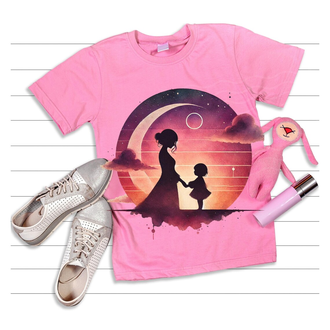 Celestial Mother and Child PNG, Sunset Silhouette Clipart,cosmic Mom ...