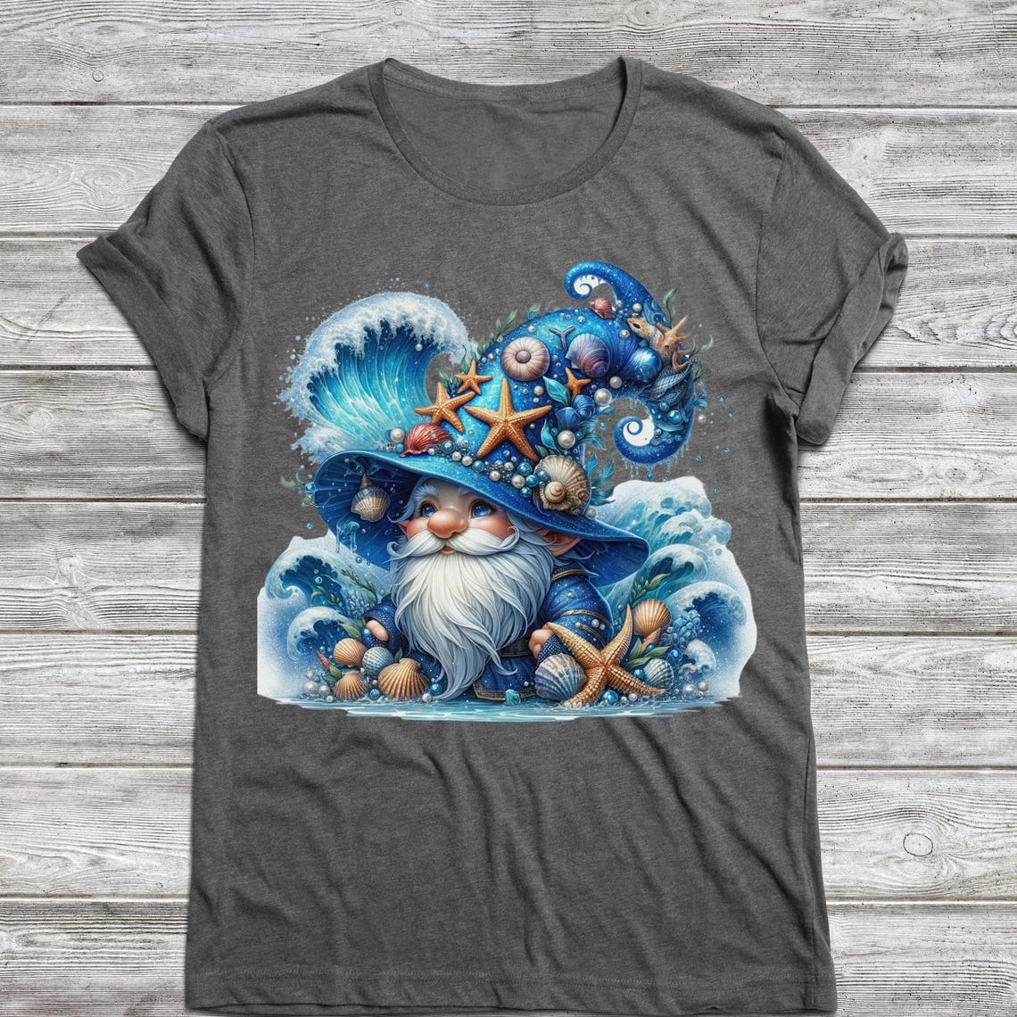 Ocean Gnome Art PNG, Beach Starfish Wizard Clipart, Coastal Seashell ...