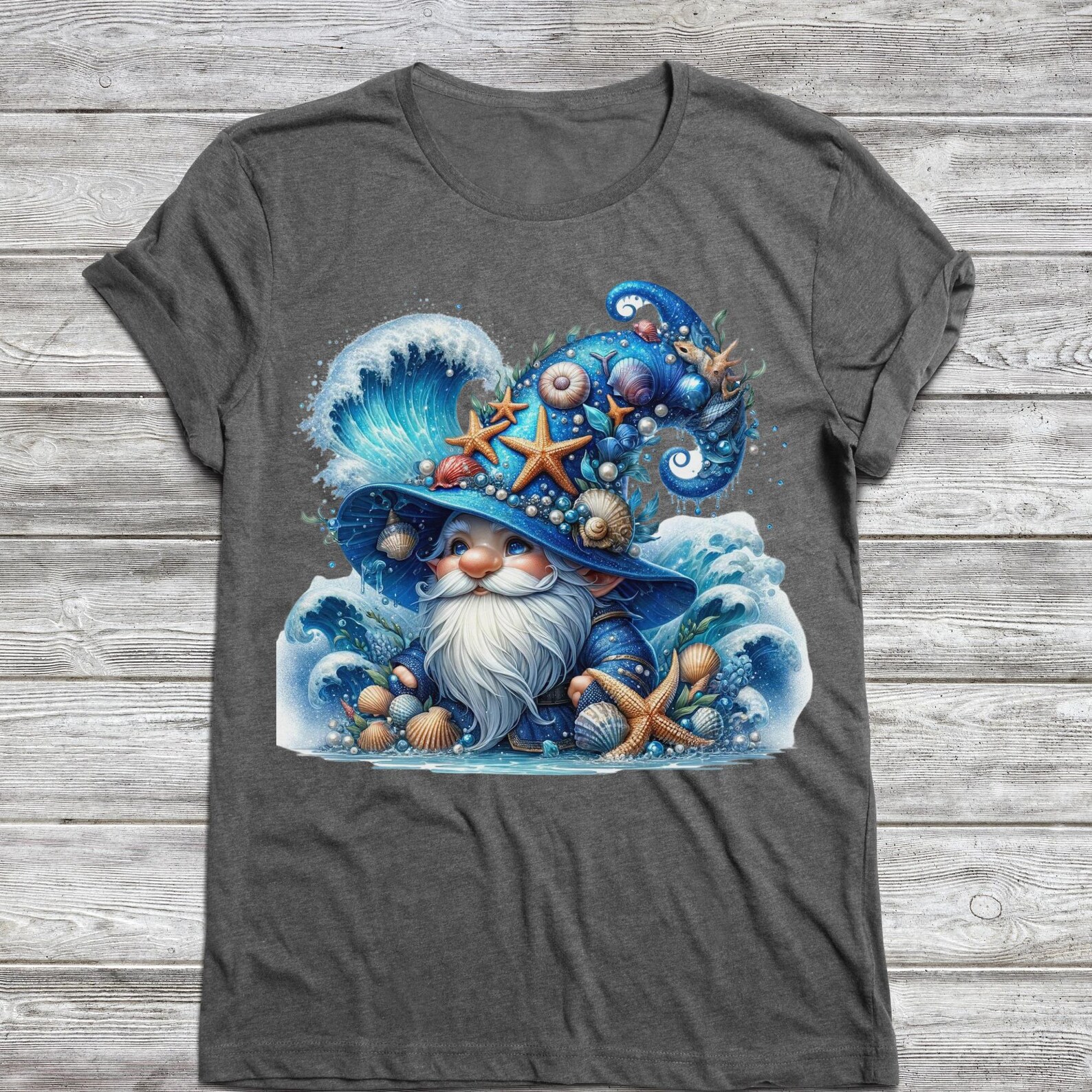 Ocean Gnome Art PNG, Beach Starfish Wizard Clipart, Coastal Seashell ...