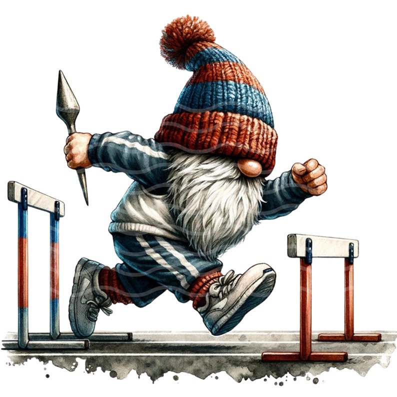 Active Gnome Track and Field Clipart Energetic Gnome PNG, Hurdle Race ...