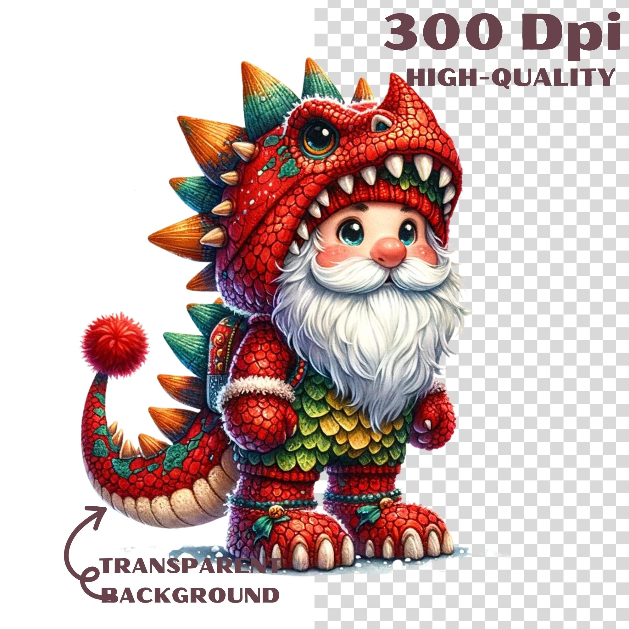 Fantasy Dragon Gnome Clipart Colorful Dinosaur Gnome PNG, Digital ...