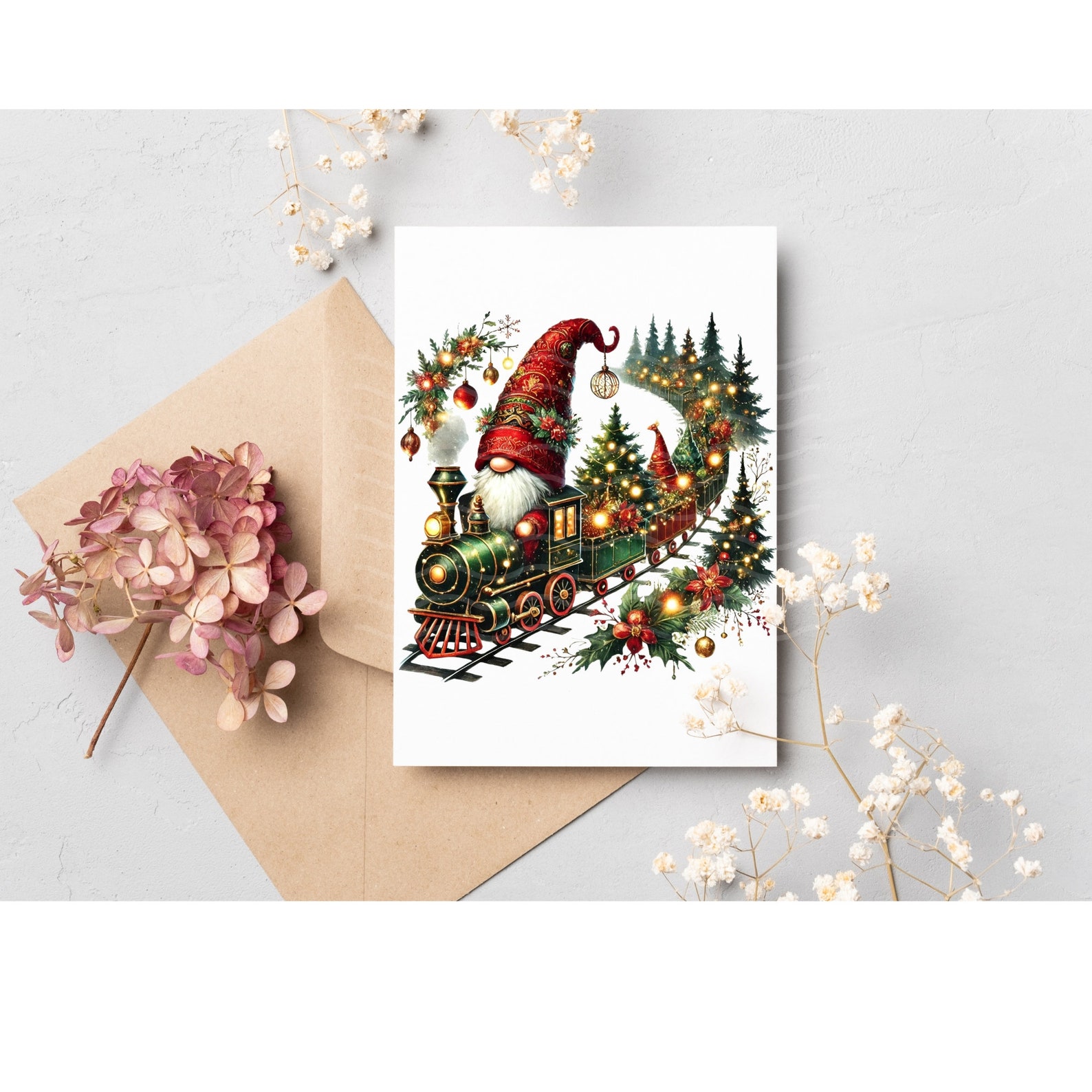 Christmas Gnome Train PNG Digital Download, Festive Gnome Christmas ...