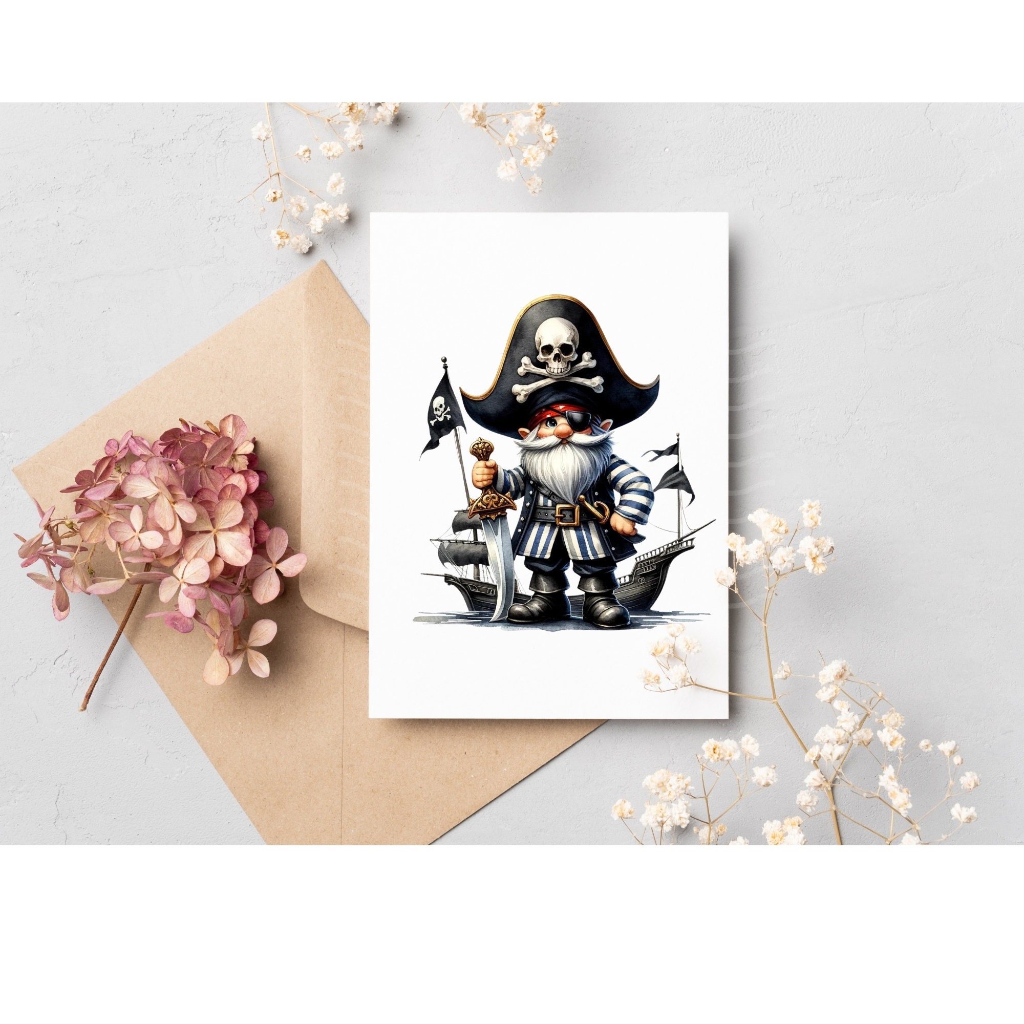 Adventurous Pirate Gnome Digital Clipart High Seas Elf PNG Kids ...