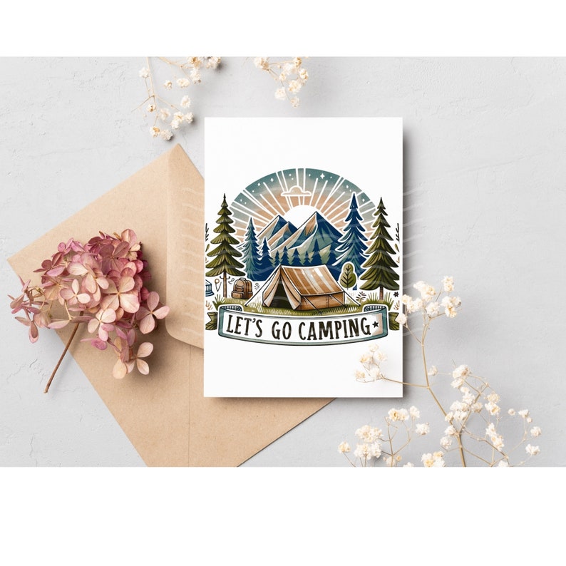 Let's Go Camping Clipart PNG, Outdoor Adventure Digital Download ...