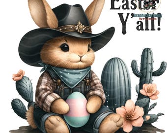 Cowboy Bunny Clipart, Western Rabbit PNG, Cute Country Bunny Art ...