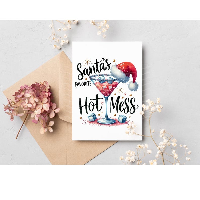 Santa's Favorite Hot Mess PNG - Christmas Cocktail Digital Art, Holiday ...