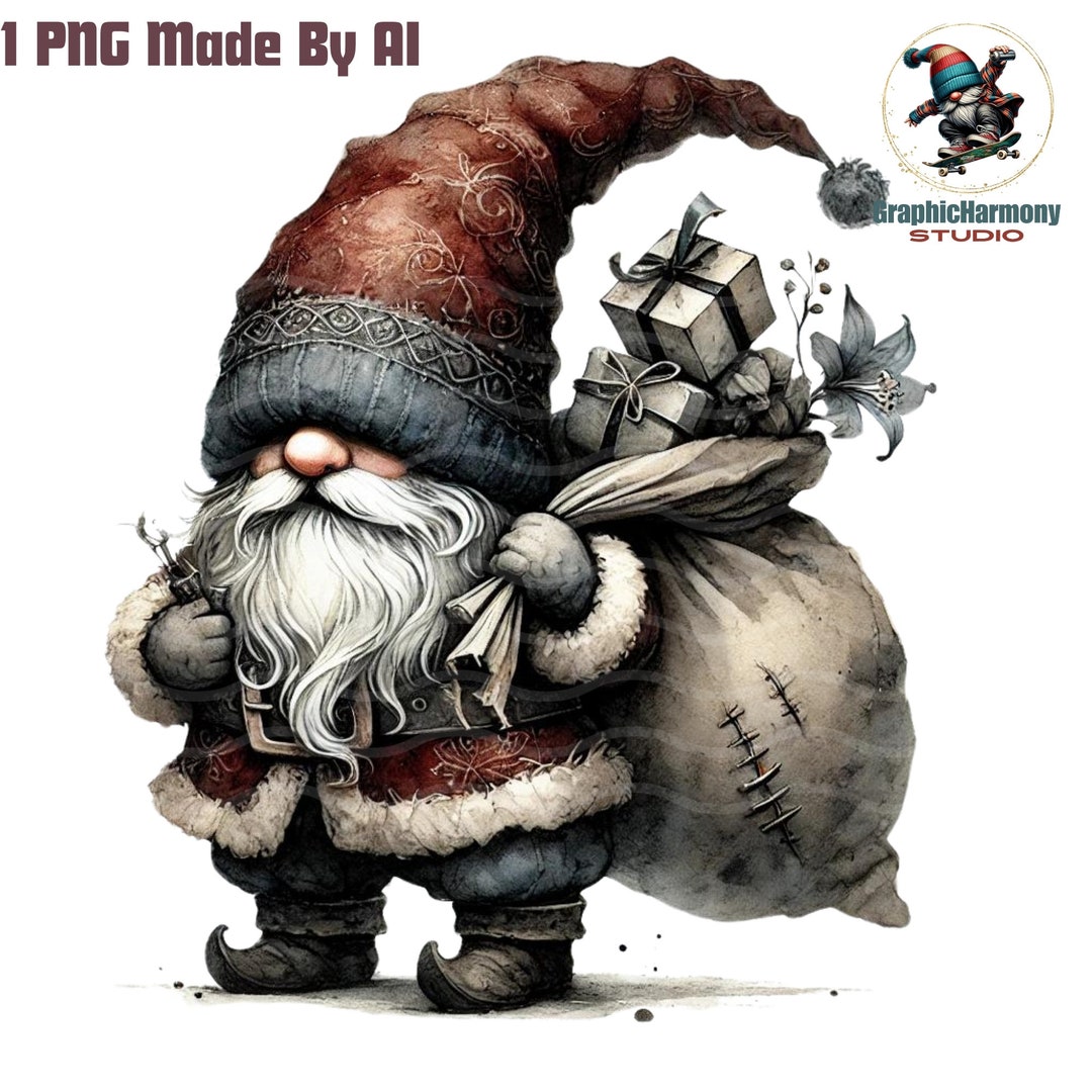Santa Christmas Gnome PNG Festive Holiday Gnome Clipart Rustic Santa ...