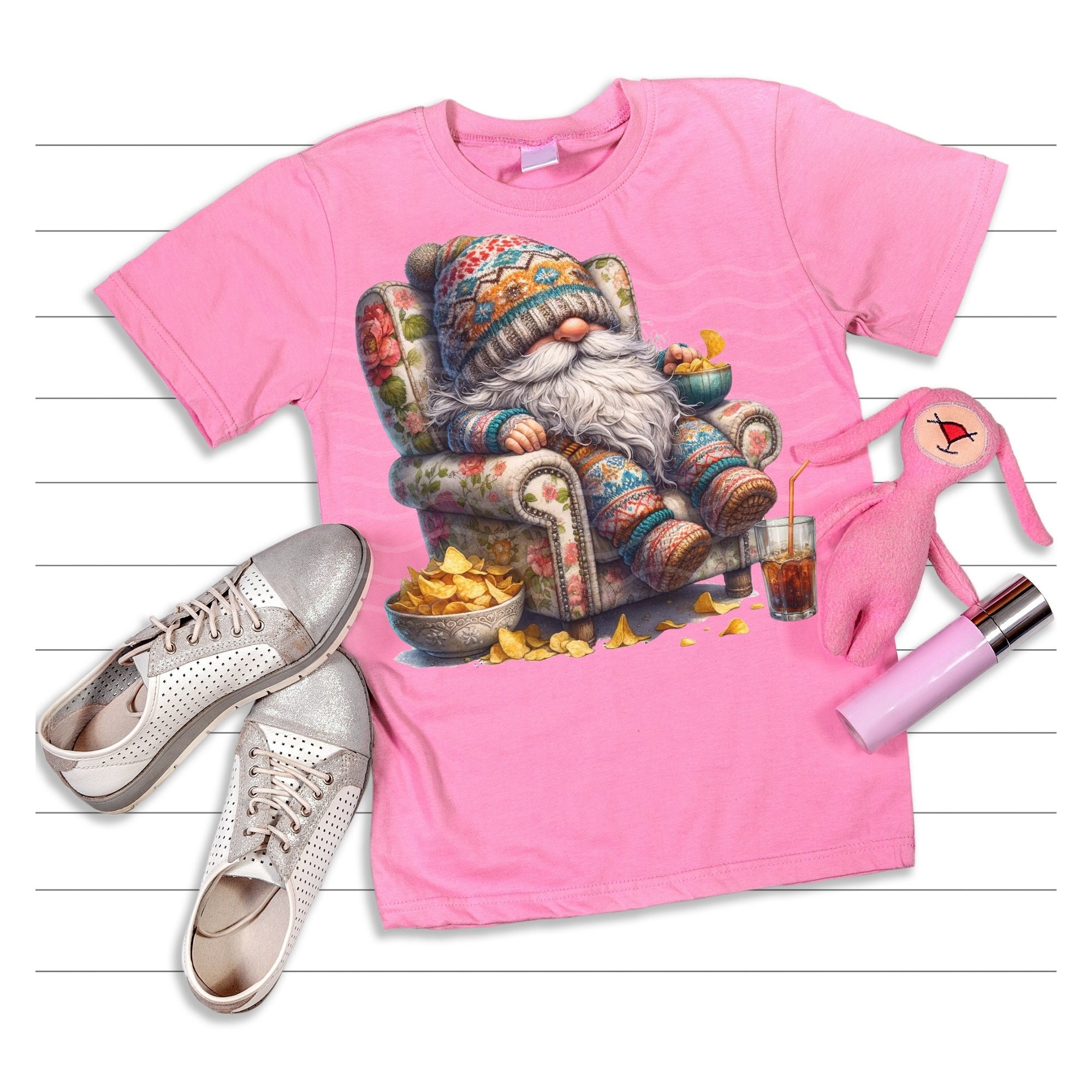 Snacking Gnome Digital Art Printable Cozy Gnome Illustration Relaxing ...