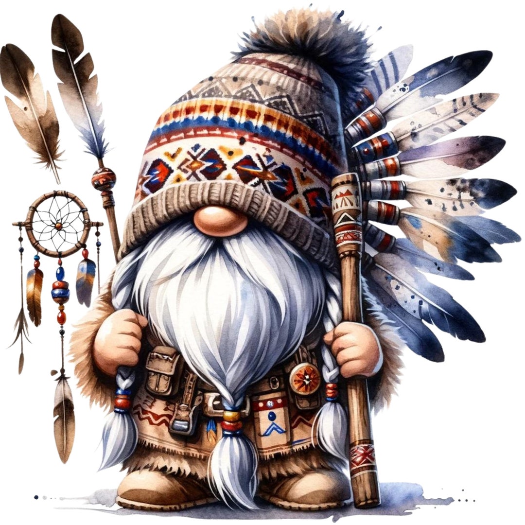 Native American Inspired Gnome Clipart Cultural Digital PNG, Perfect ...