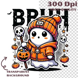 Cute Halloween Ghost bruh PNG Digital File Spooky Trick-or-treat Illustration Instant Download ...