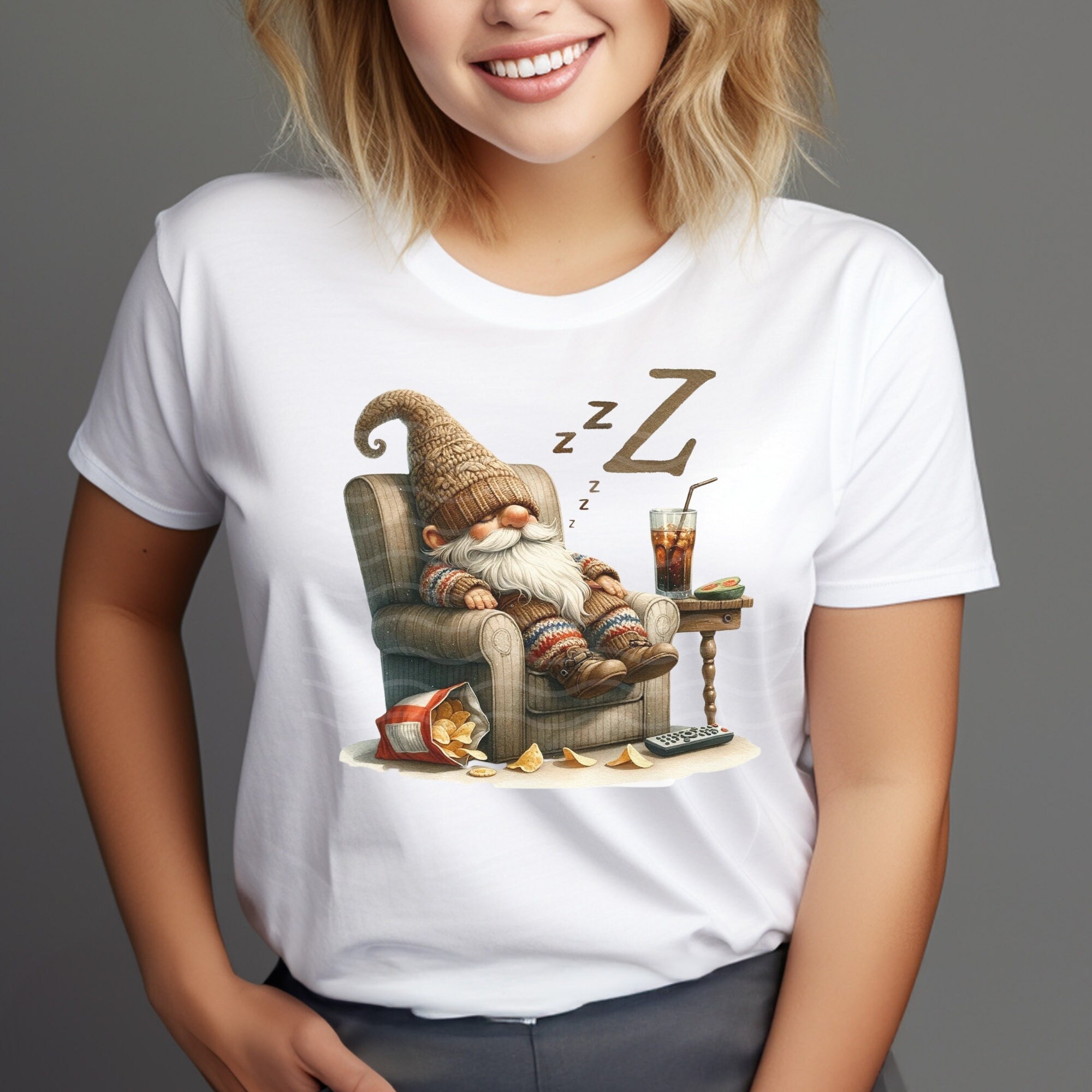 Printable Sleepy Gnome Art Cozy Home Decor Illustration Digital ...