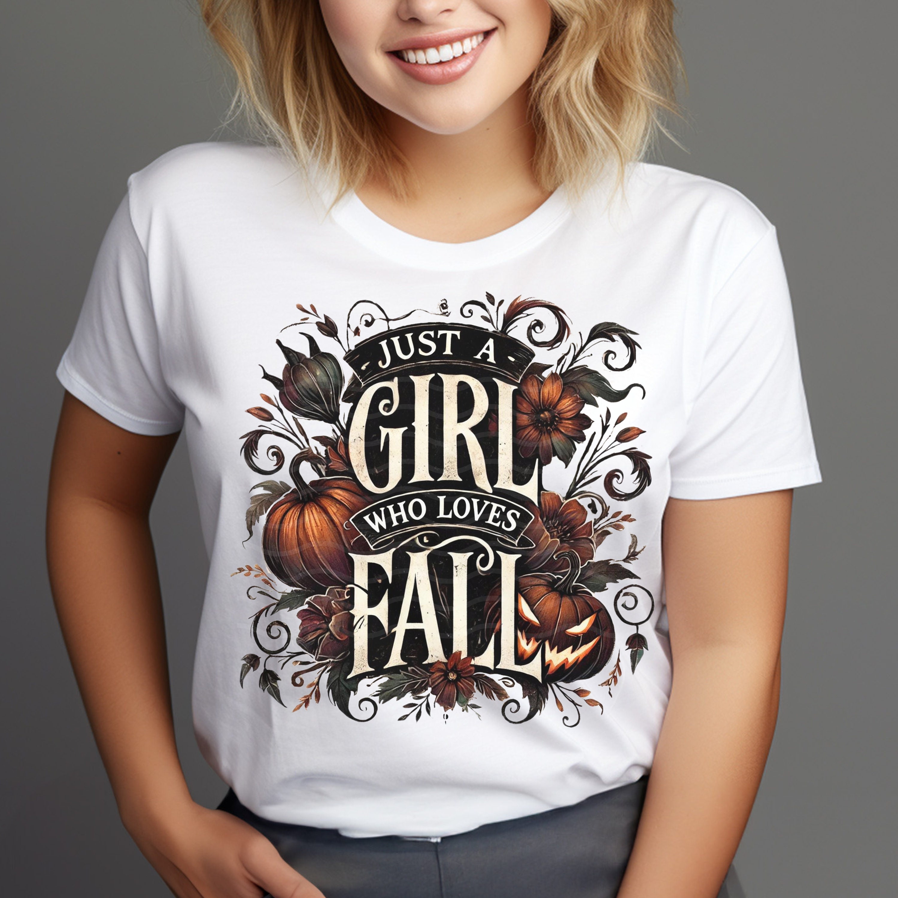 Just A Girl Who Loves Fall PNG, Autumn Sublimation Design, Pumpkin ...