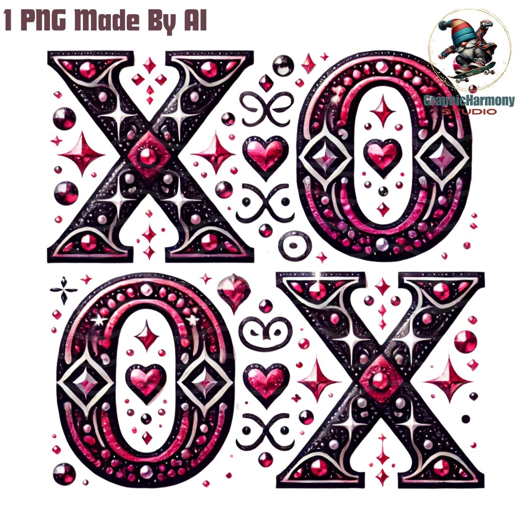 Valentine's XO Design PNG - Romantic Glitter Art - Digital Valentine ...