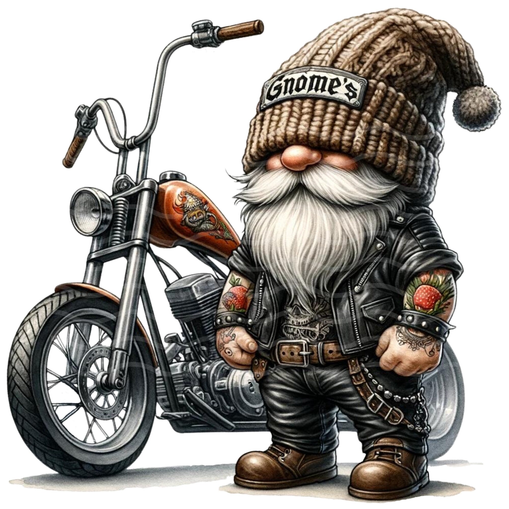 Motorcycle Gnome Digital Clipart - PNG, High-resolution Biker Gnome Image for Scrapbooking, T ...