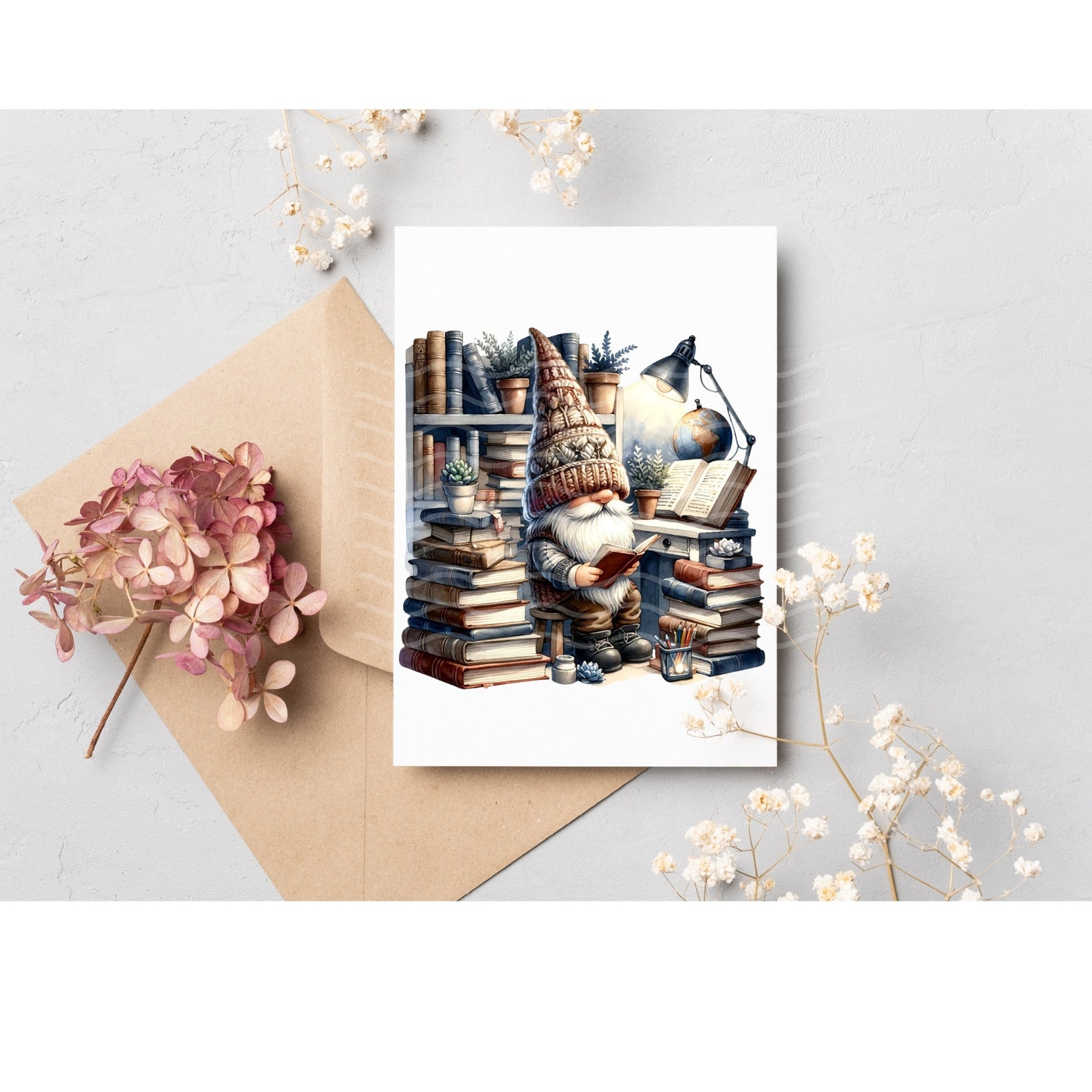 Reading Gnome Clipart - Digital Download, Bookworm Gnome PNG, Scholarly ...