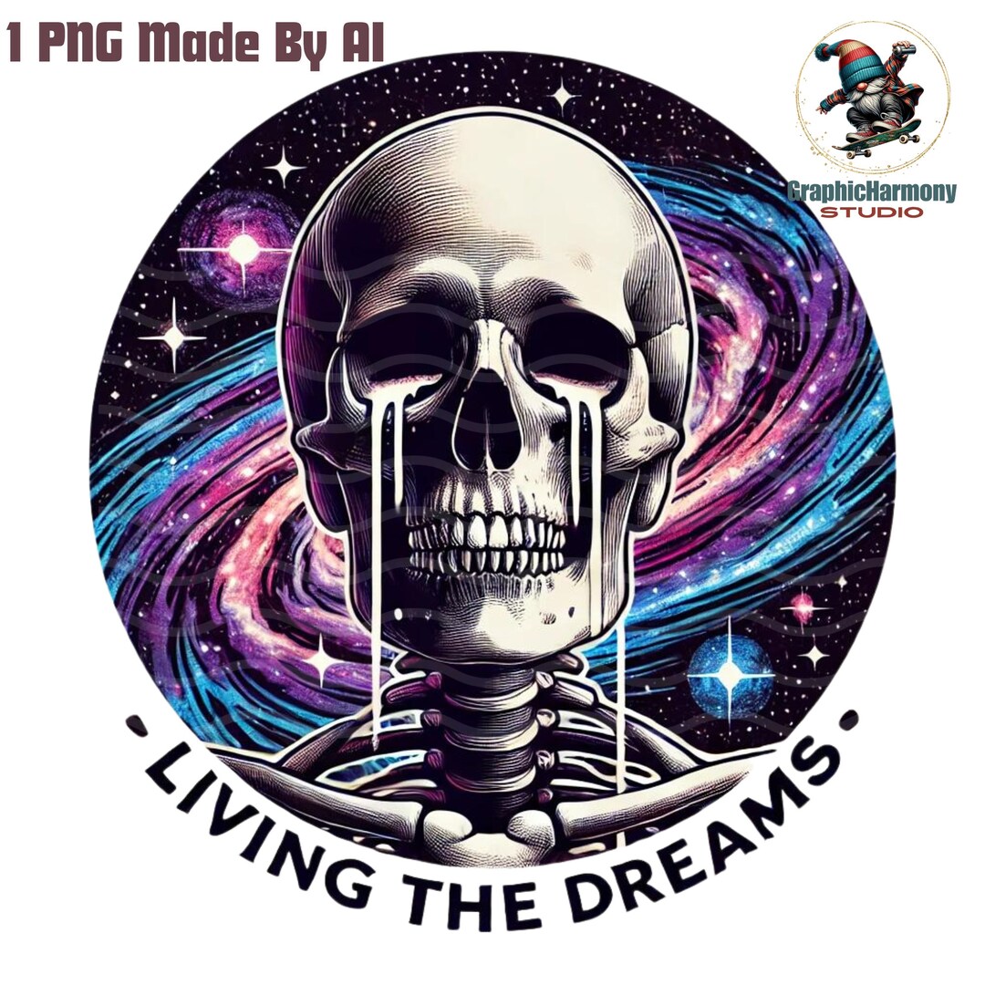 Crying Skeleton Galaxy Art PNG | Cosmic Living the Dreams Clipart ...