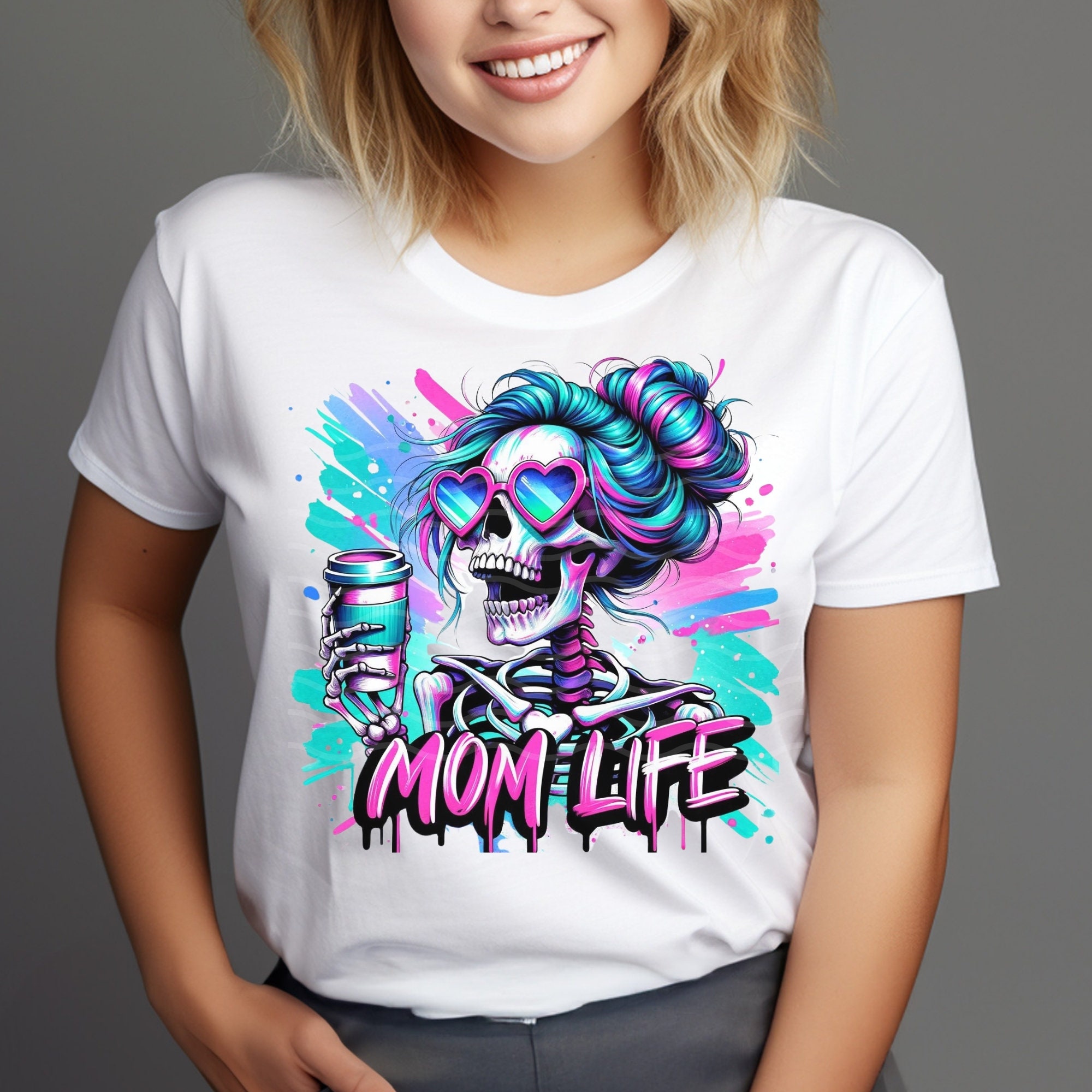 Mom Life Skeleton Clipart PNG, Colorful Funny Mom Digital Download ...