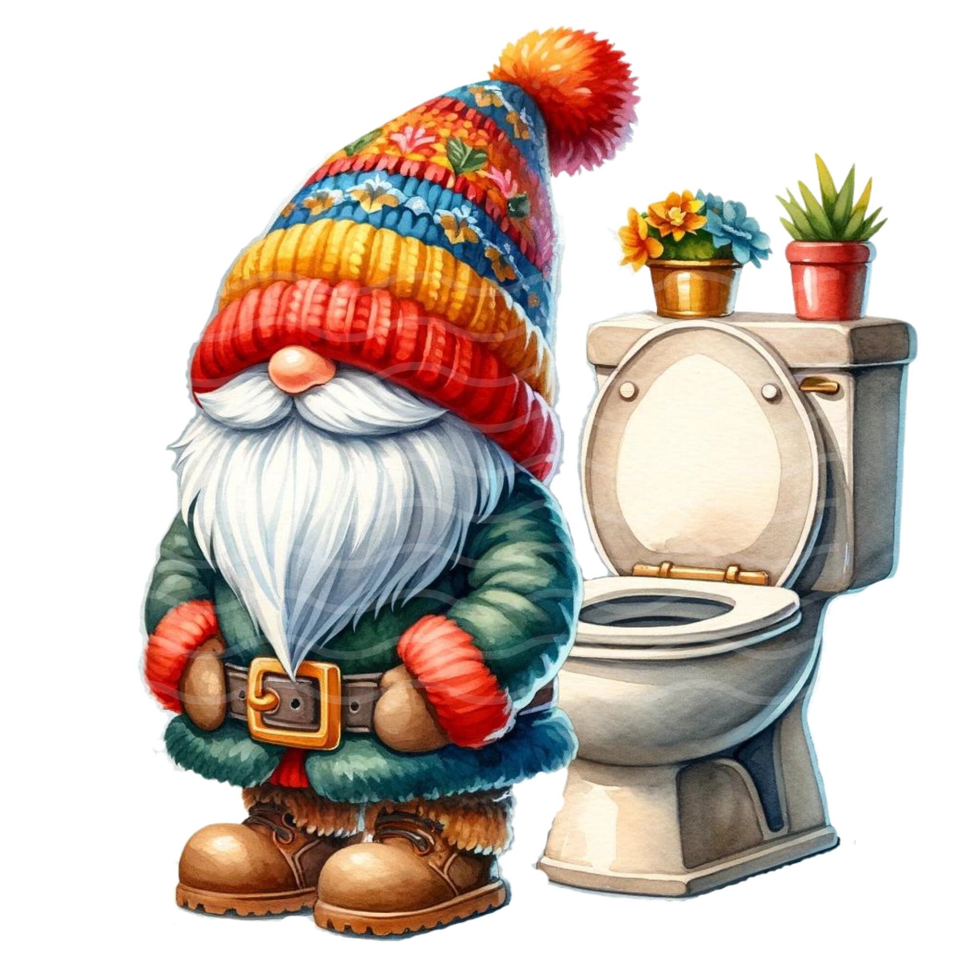 Colorful Toilet Gnome Clipart PNG Fun Bathroom Gnome Digital Art ...
