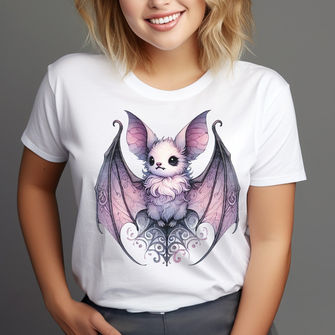 Pastel Goth Bat Illustration Cute Kawaii Bat Art Gothic Animal PNG ...