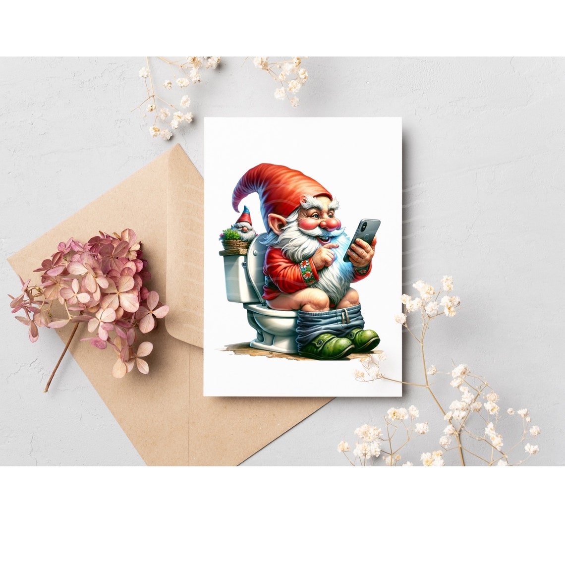 Tech Gnome Clipart Smartphone Gnome Digital Art Printable Bathroom ...